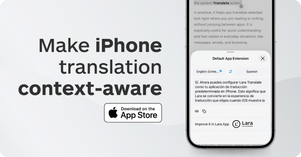 Lara Translate app predefinita su iPhone - Lara